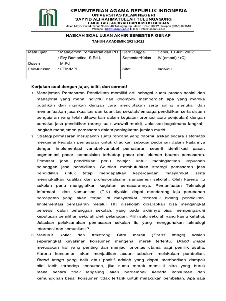 Uas M Pemasaran | PDF