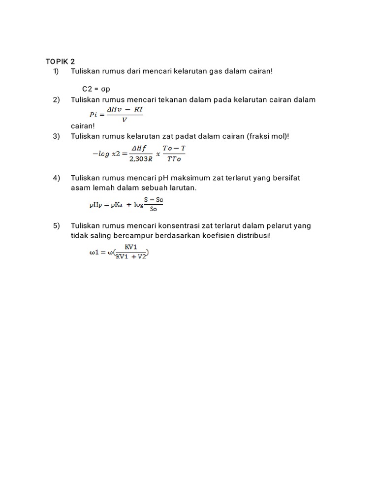 Rumus Kelarutan dan pH Zat Terlarut | PDF