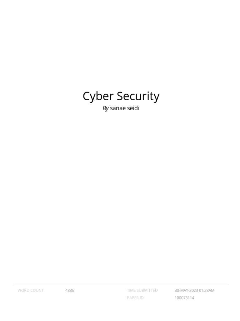 Cyber Security Pdf Computer Security Security