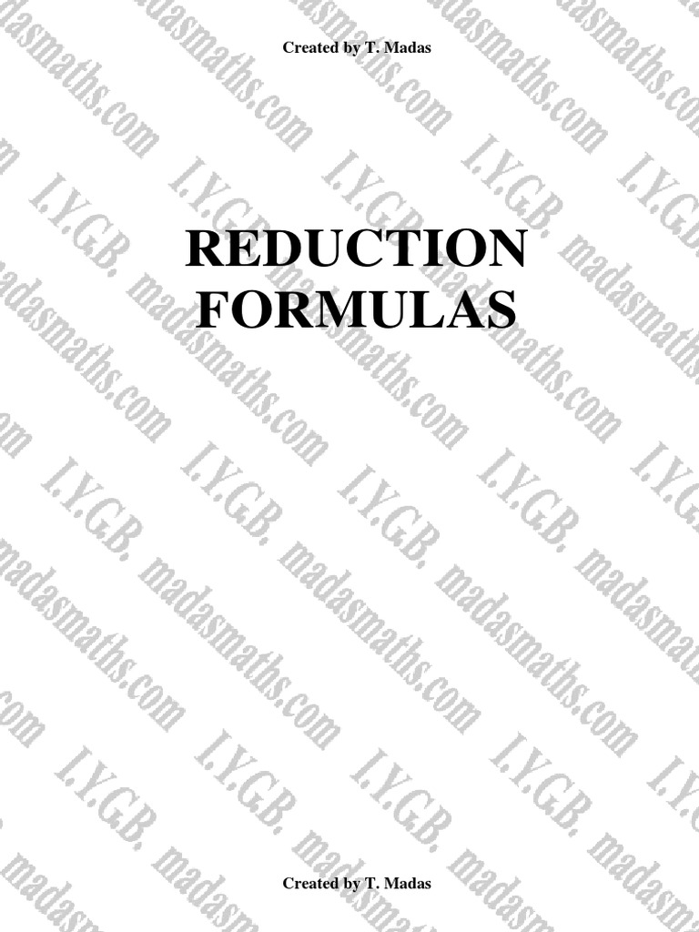 Reduction Formulas Pdf Functions And Mappings Mathematical Physics
