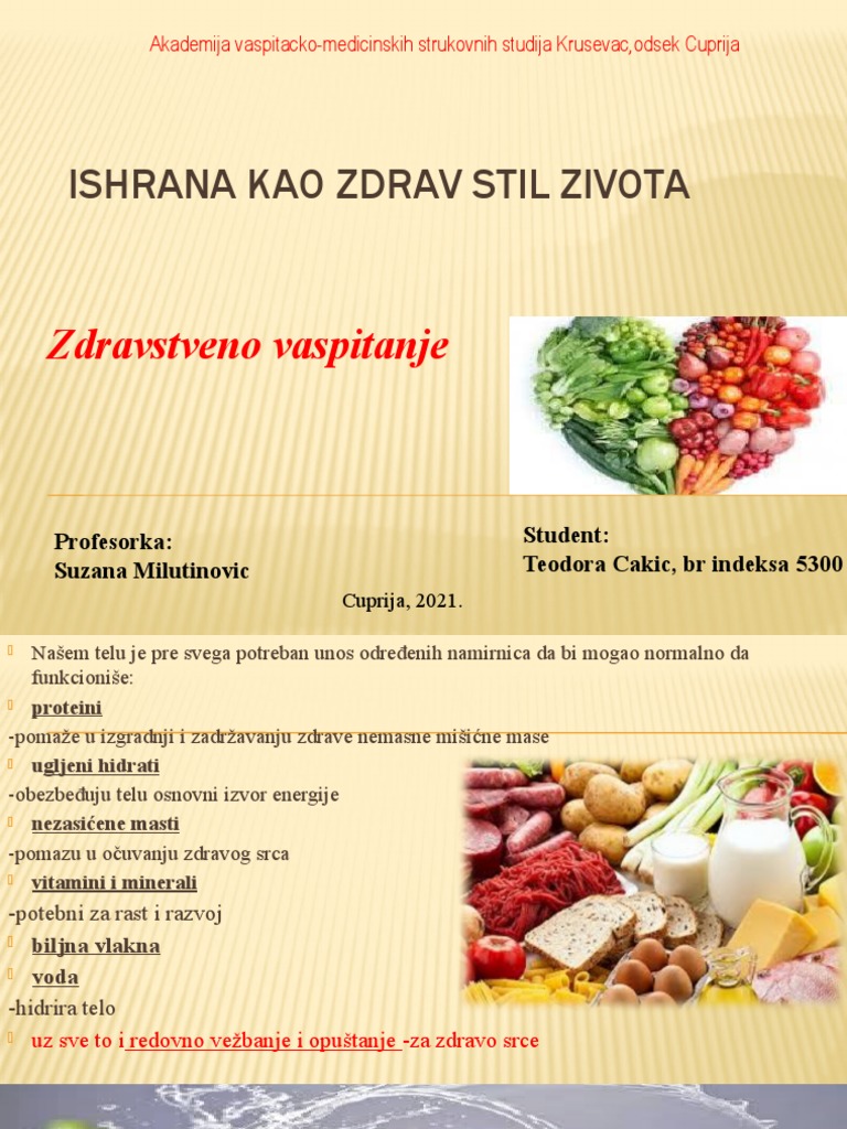 Ishrana Kao Zdrav Stil Zivota | PDF