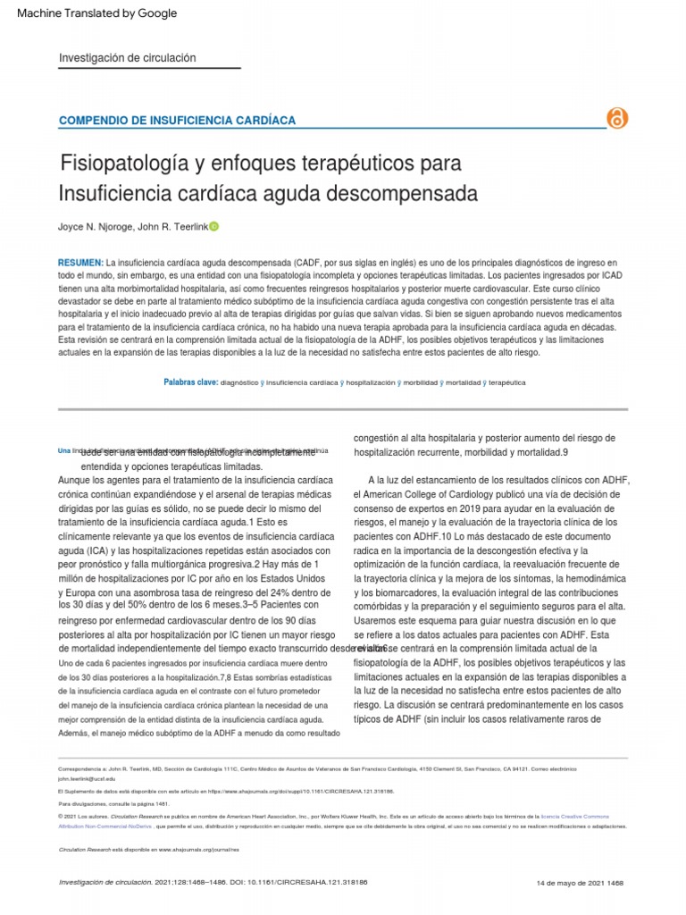 FALLA CARDIACA traducido español | PDF | Insuficiencia cardíaca ...