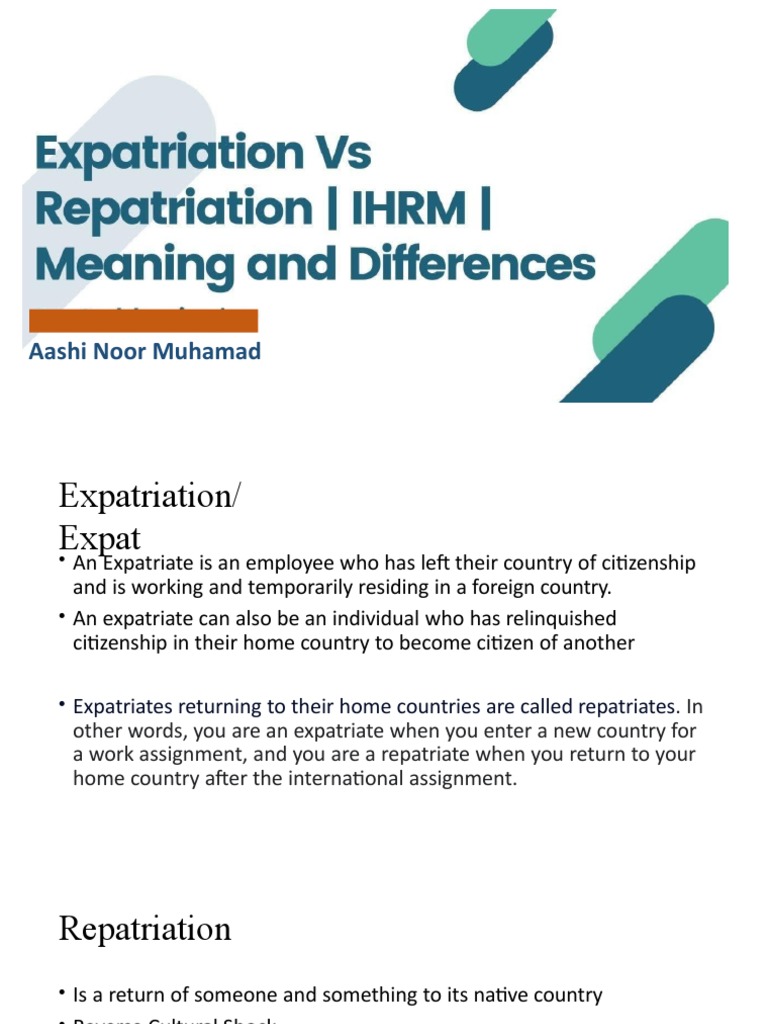 Introduction of Expatriation and Repatriation | PDF
