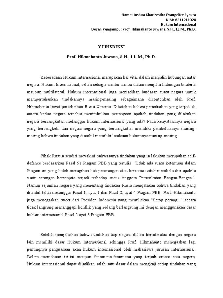 Hukum Internasional dan Yurisdiksi Negara | PDF | Politik | Ilmu Sosial