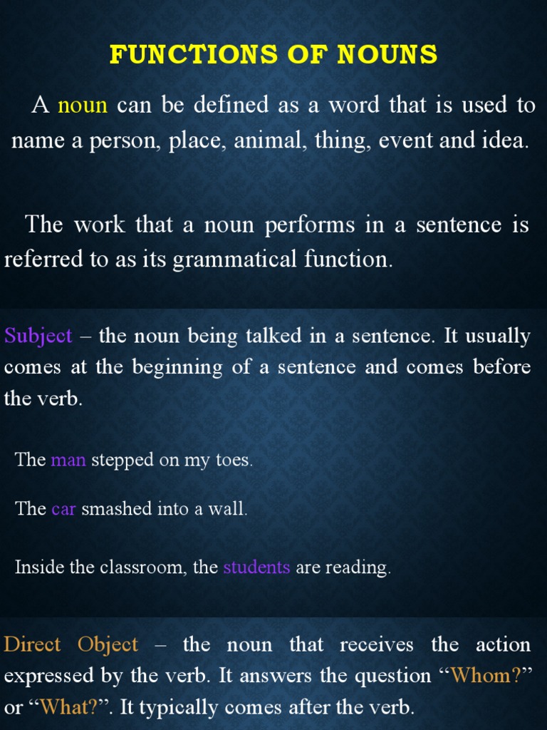 Functions of Nouns | PDF