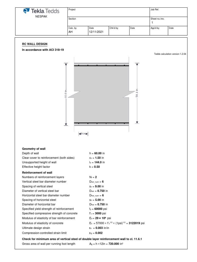 RC Wall 60'' | PDF | Strength Of Materials | Young's Modulus