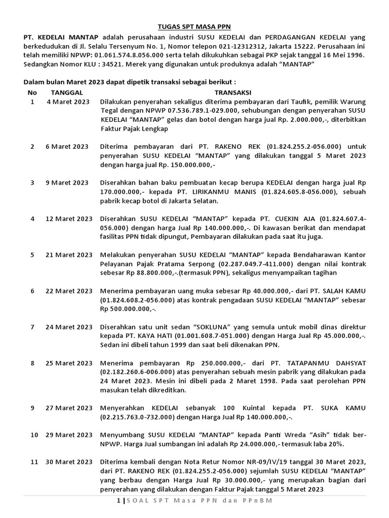 SPT Masa PPN - PT Kedelai Mantap | PDF | Pengelolaan Keuangan & Uang