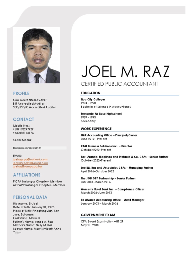 JOEL M. RAZ_RESUME | PDF