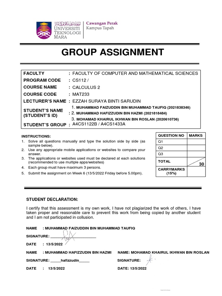 Assignment Mat233 | PDF | Function (Mathematics) | Derivative