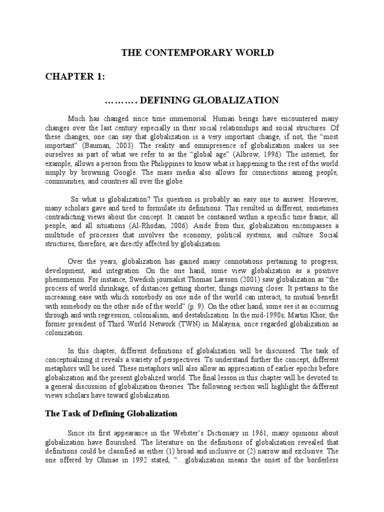 Reading Material TCW - Chapter 1 | PDF | Globalization | Human Migration
