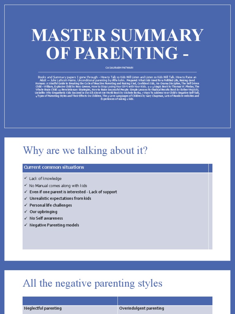 Master Summary of Parenting - I Read 16 Parenting Books To Create This Master Summary | Download ...