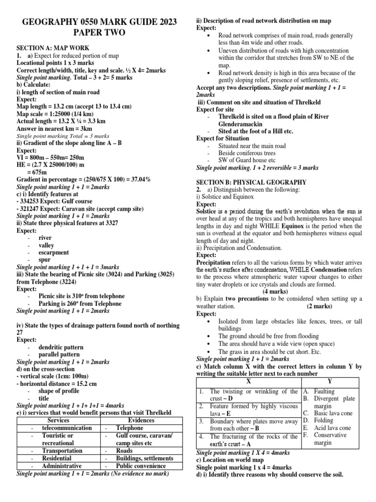Geography 0550 Mark Guide 2023 | PDF | Soil | Flood