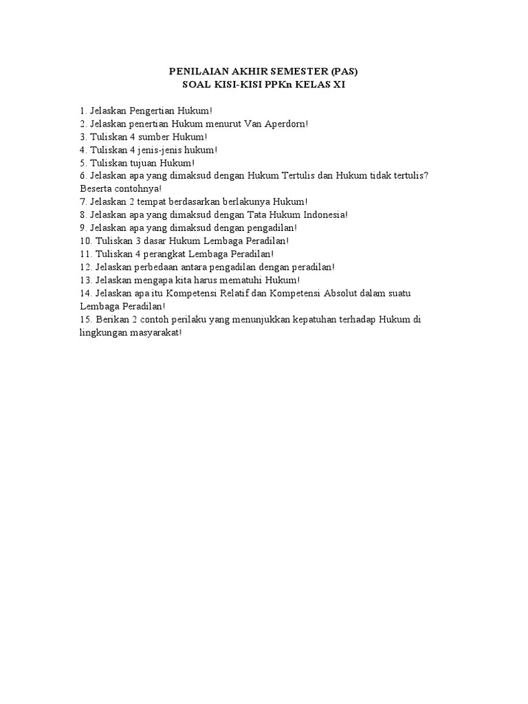 Kisi-Kisi Soal Essay Kelas X Dan Xi (Semester Genap) | PDF Kisi-Kisi Soal Essay Kelas X Dan Xi (Semester Genap) | PDF