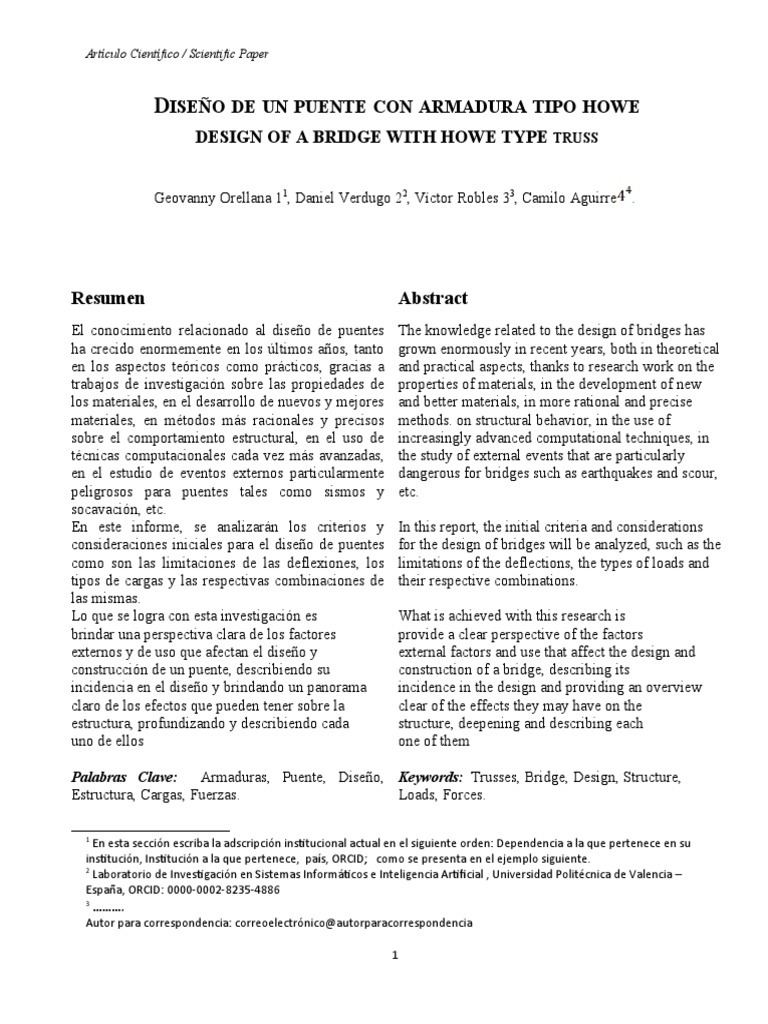 Diseño de Un Puente Tipo Howe | PDF | Braguero | Ingeniería estructural