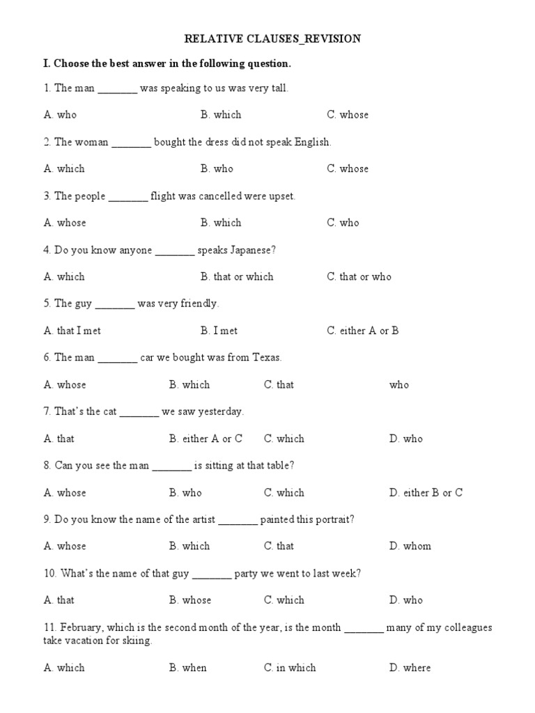 Review Relative Clauses | PDF