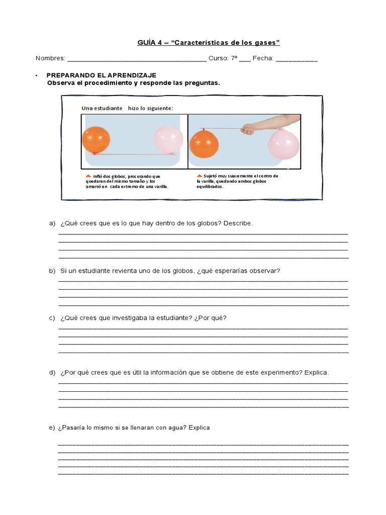 Características de los Gases en Experimentos | PDF | Gases | Ciencias ...