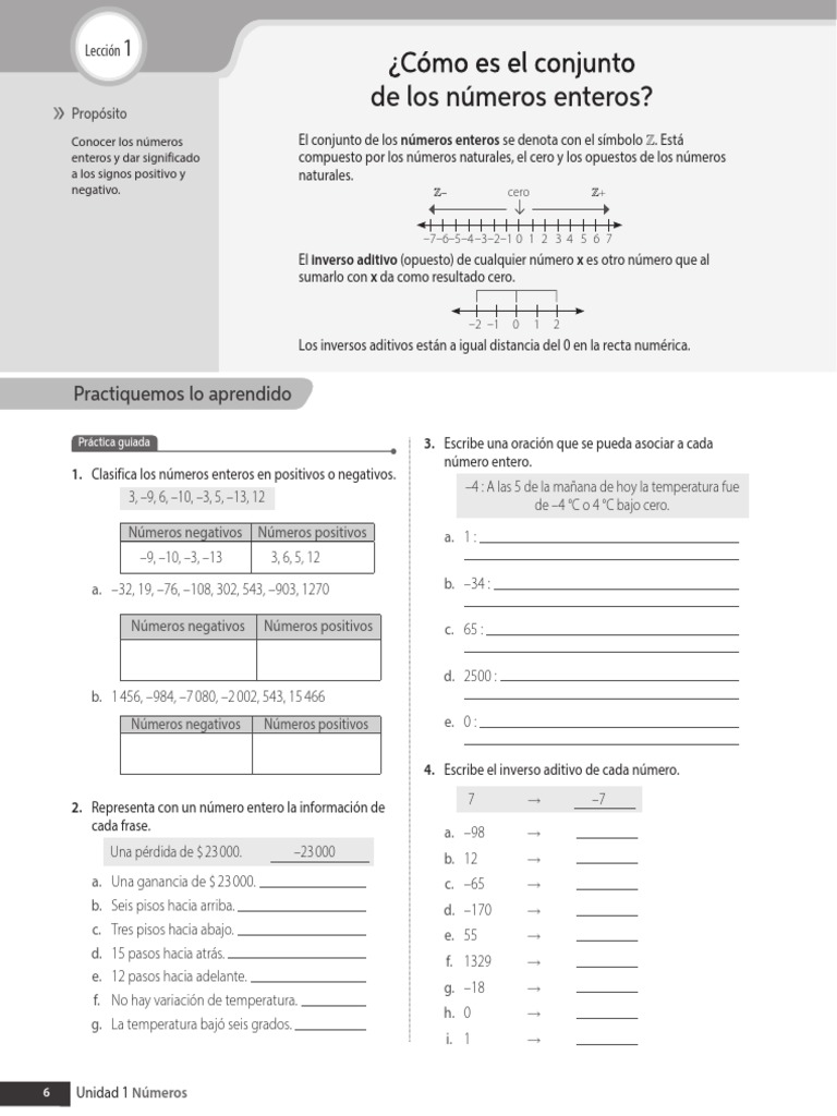 Guia 3 Repaso Numeros Enteros | PDF | Sustracción | Entero