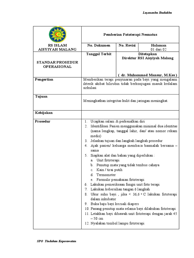 Pemberian Fototerapi Neonatus | PDF