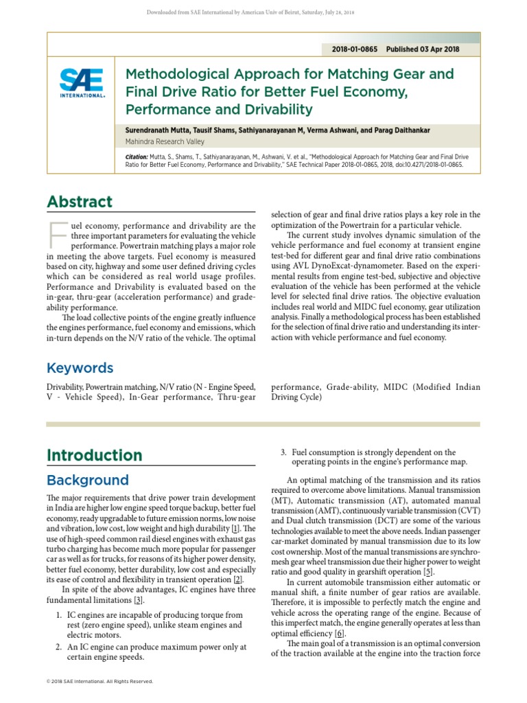 Article 2 - Gear Ratio & Final Drive Ratio | PDF | Fuel Economy In ...