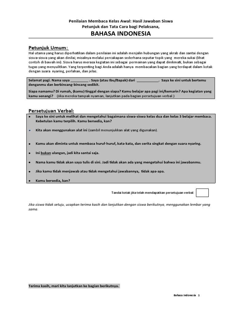 EGRA Bahasa Indonesia-2 | PDF