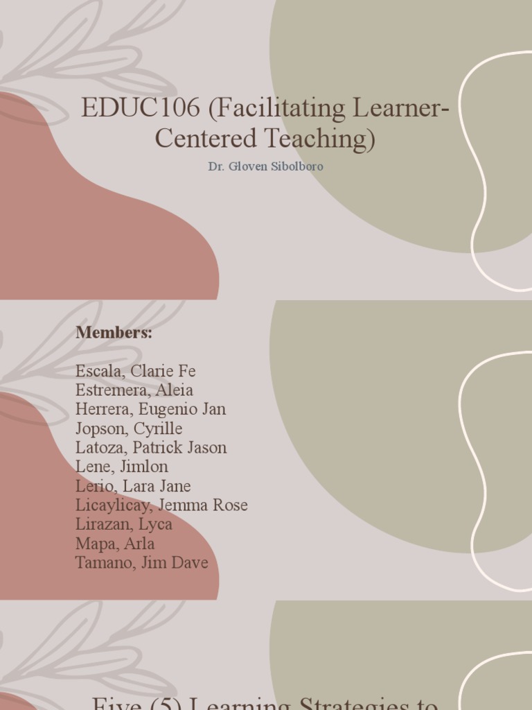 EDUC106-Facilitating-Learner-Centered-Teaching | PDF