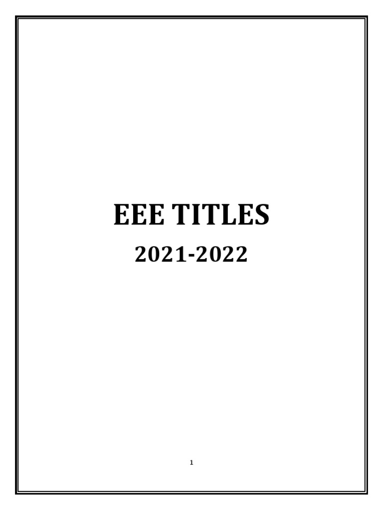 2022 Eee Project Titles | PDF | Photovoltaic System | Electric Vehicle