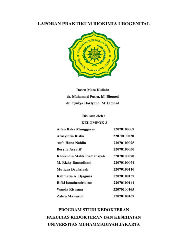 Laporan Praktikum Biokimia Blok Urogenital Kel. 3 | PDF | Kesehatan Holistik | Sains & Matematika