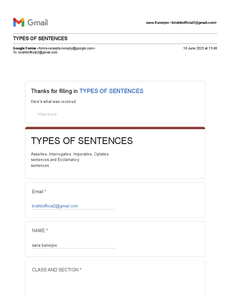 Types of Sentences Exercise | PDF | Grammar | Syntactic Relationships