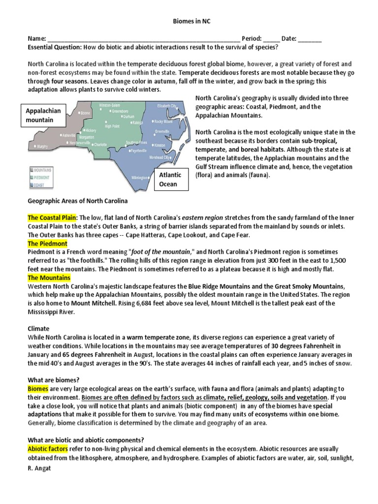Biomes in NC | PDF