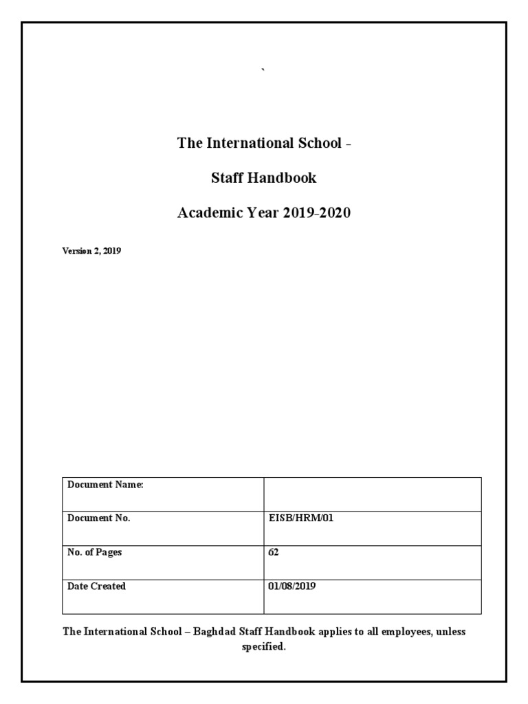 Staff Handbook - School | PDF | Performance Appraisal | Employment