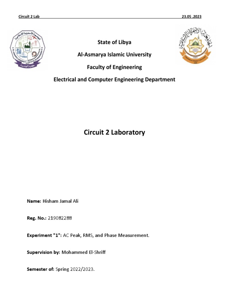 Electric Circuits 2 Lab1 | PDF | Root Mean Square | Alternating Current