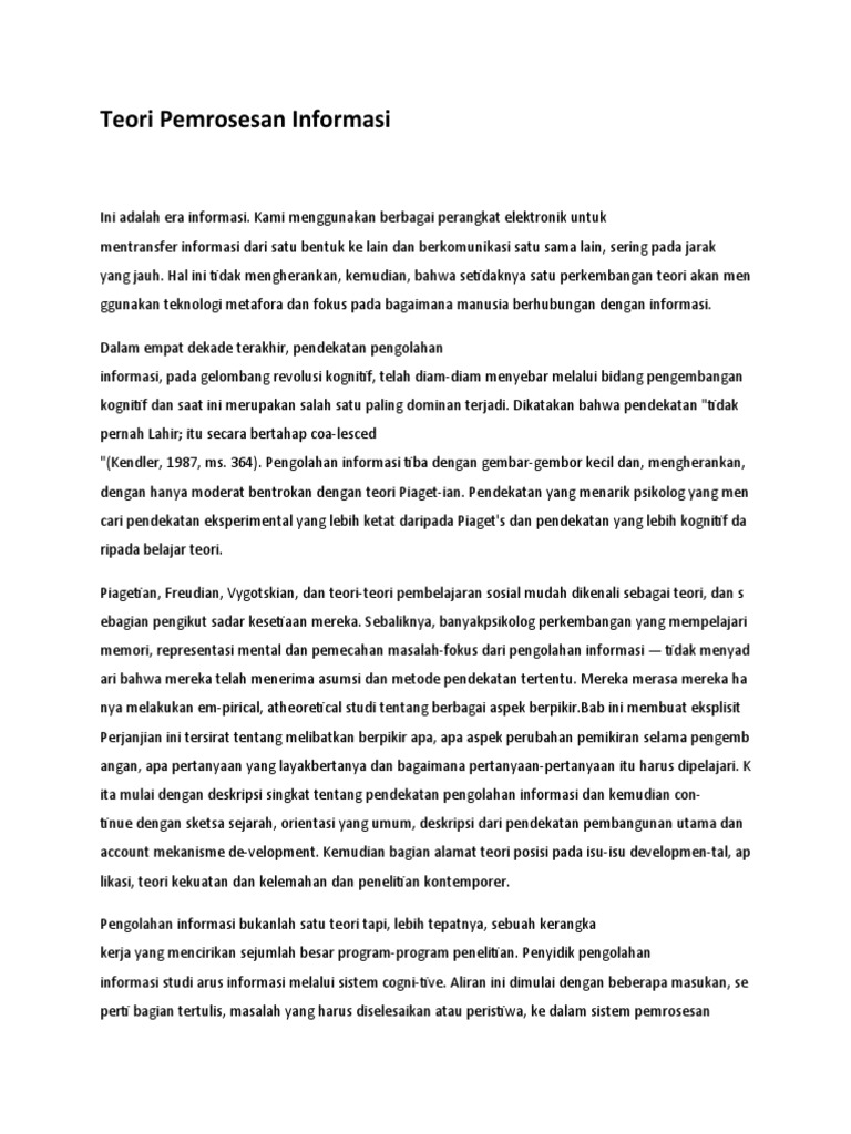 Teori Pemrosesan Informasi | PDF