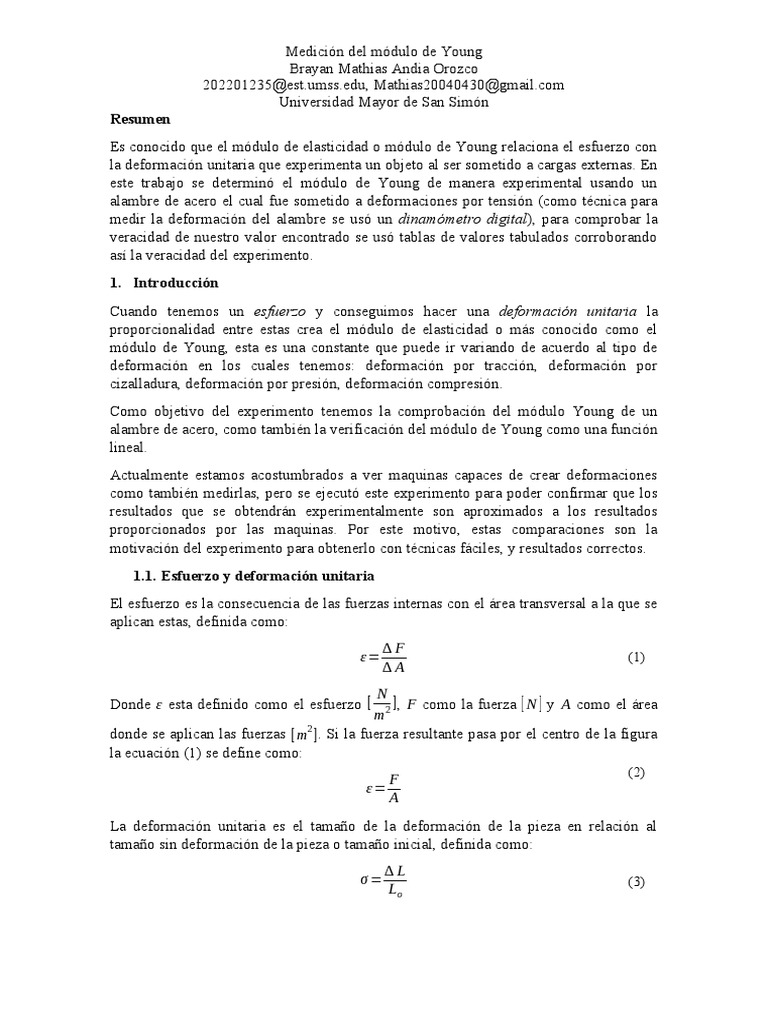 Modulo de Young | PDF | El módulo de Young | Deformación (ingeniería)