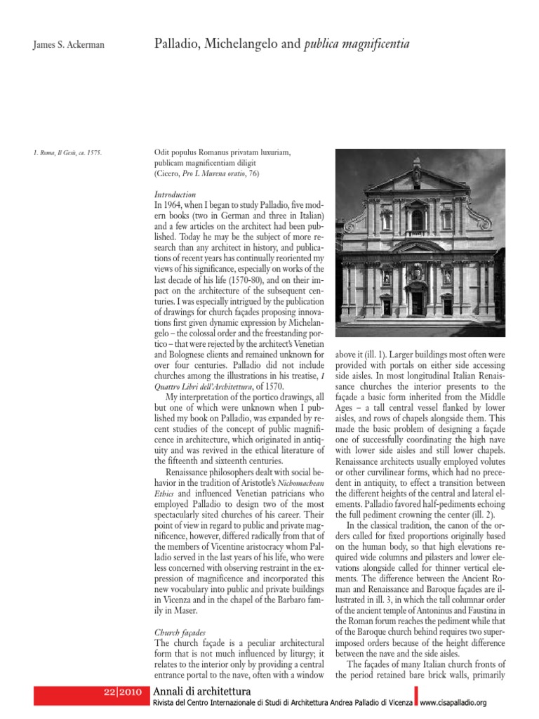 Ackerman, Palladio, Michelangelo and Publica Magnificentia | PDF | Architectural Design ...