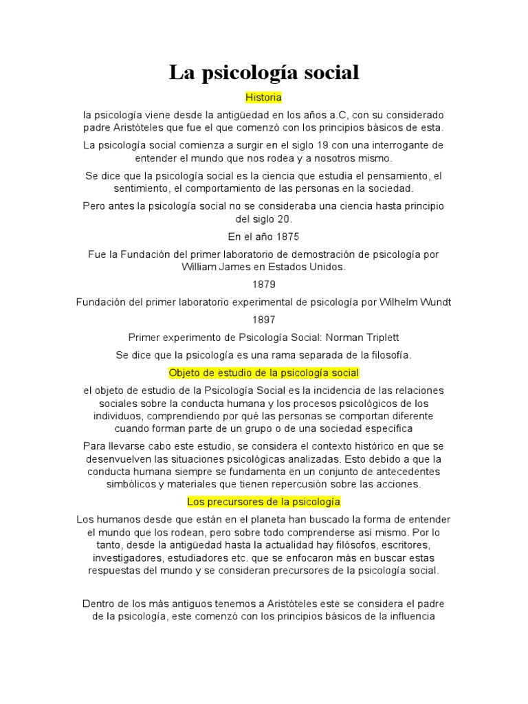 La Psicología Social | PDF | Sicología | Psicología Social