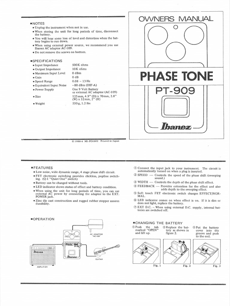 Ibanez PT 909 Manual | PDF