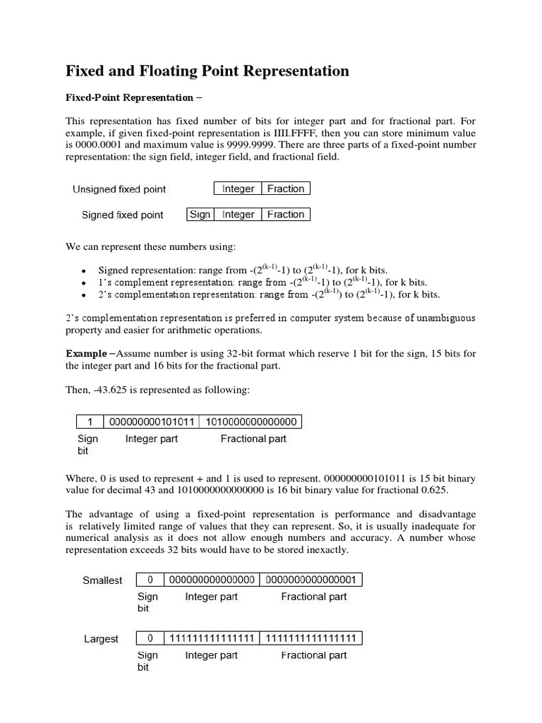 Fixed And Floating Point Representation Pdf Encodings Lexicology