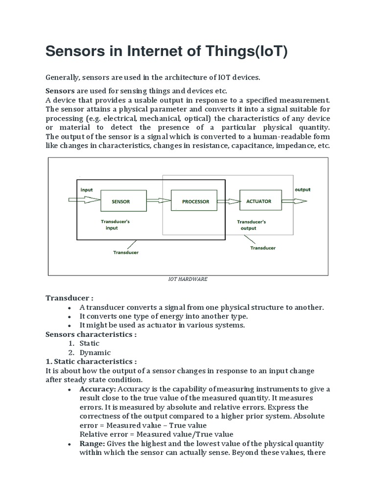 Sensors in Internet of Things (5) | PDF