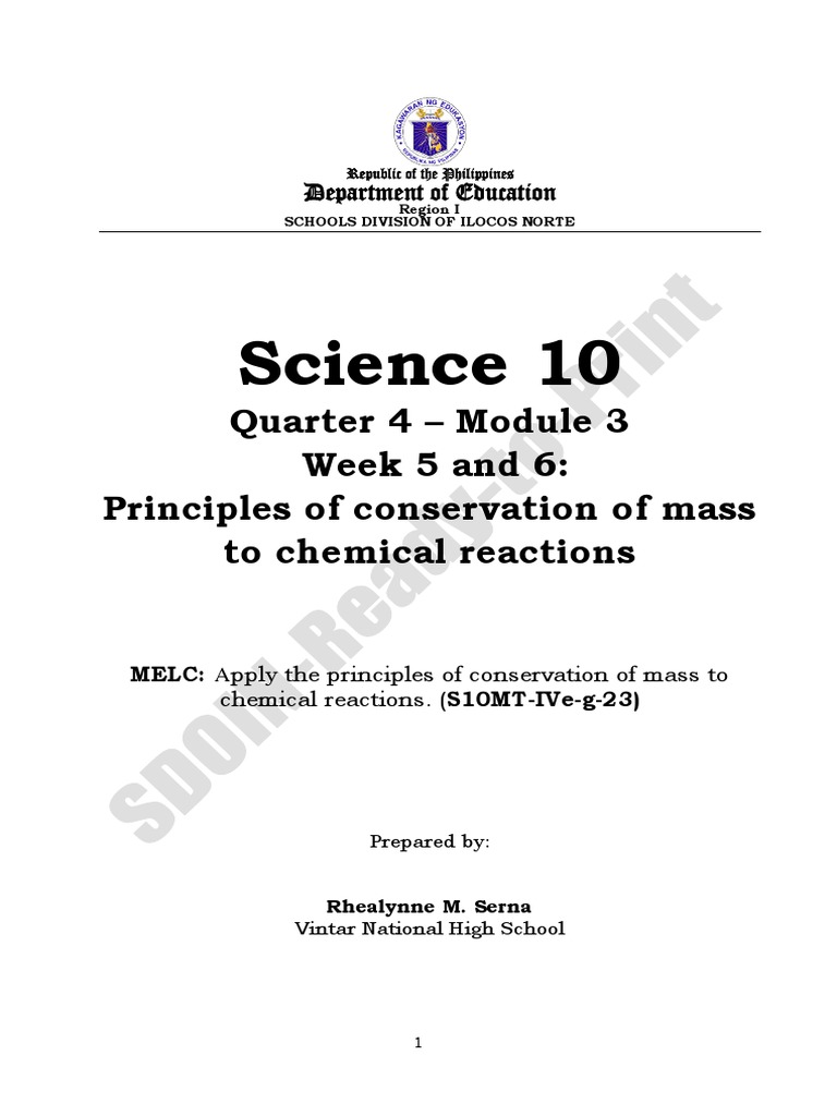 Science 10 Q4 Week5 6 MELC03 Module3 Serna Rhealynne | PDF | Chemical ...