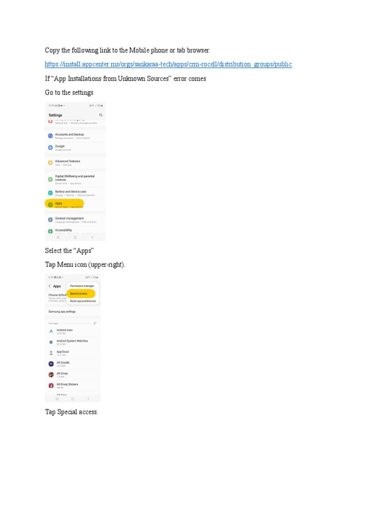 App Installation Guide | PDF