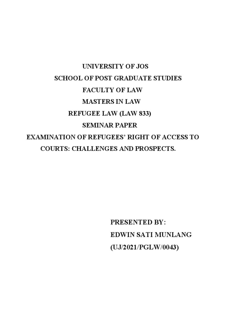 Refugee Seminar Paper | PDF | Refugee | Internally Displaced Person