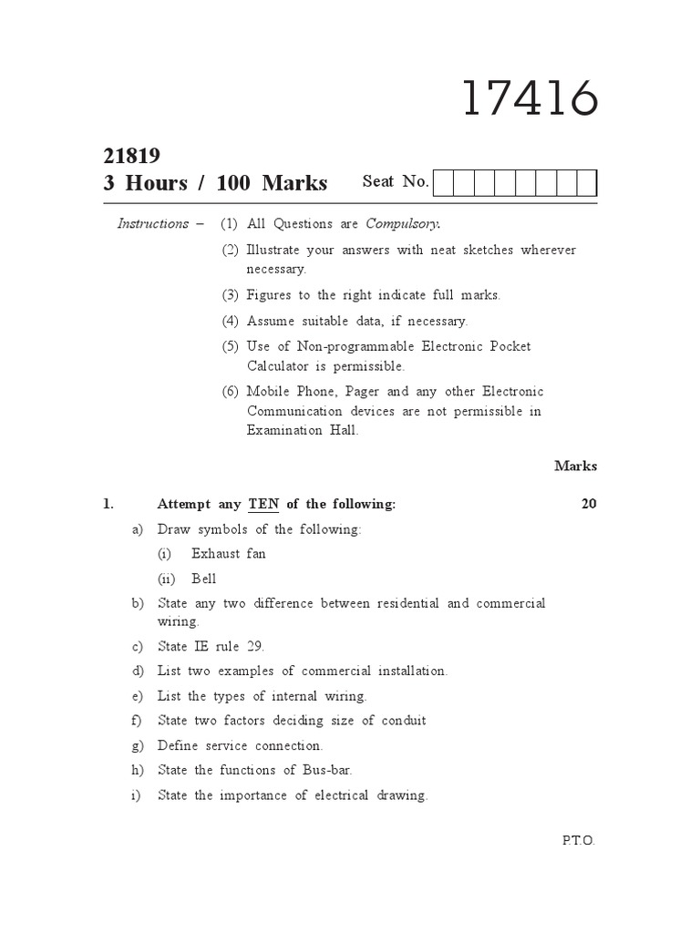 2019 Summer Question Paper (Msbte Study Resources) | PDF | Electrical Wiring | Electric Motor