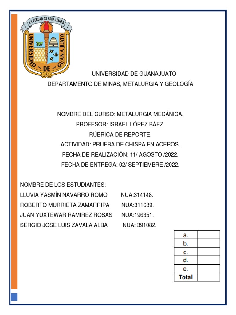 Prueba de Chispa en Aceros: Análisis | PDF