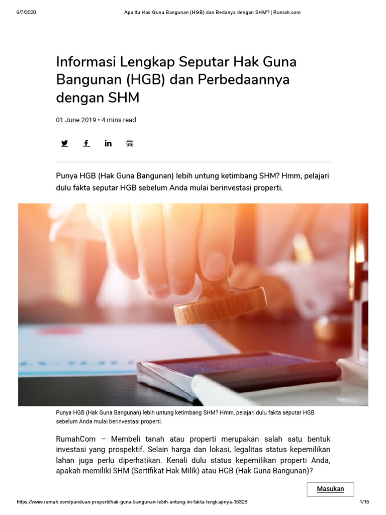 Apa Itu Hak Guna Bangunan (HGB) Dan Bedanya Dengan SHM | PDF
