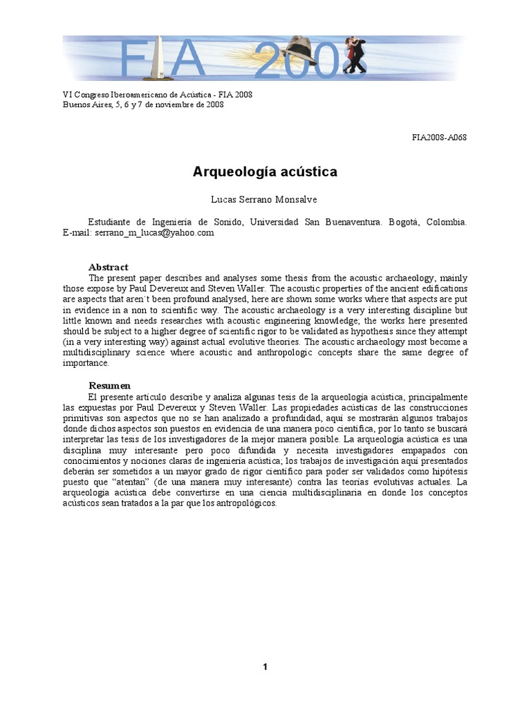 Arqueología Acústica: Nuevas Perspectivas | PDF | Sonido | Instrumentos ...