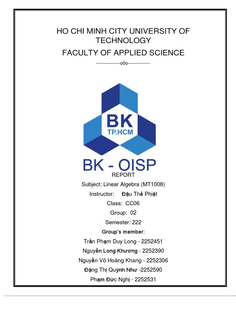 Linear Algebra Report Group 2 CC06 | PDF | Basis (Linear Algebra) | Matrix (Mathematics)