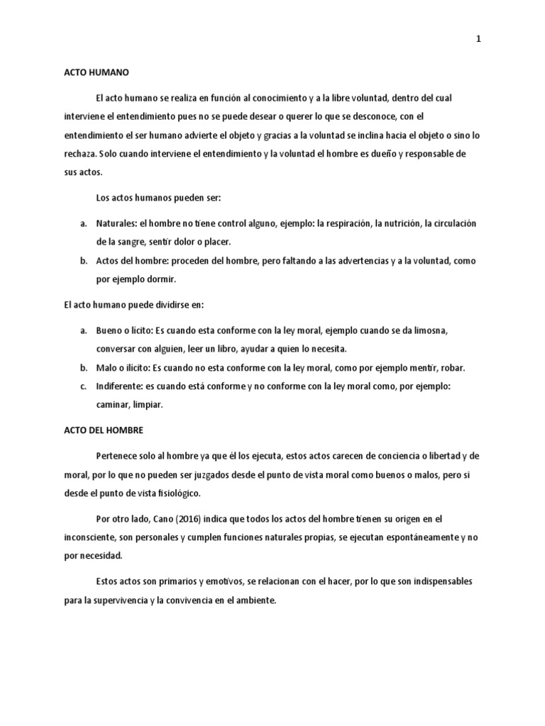 Acto Humano Acto Hombre | PDF | Moralidad | Estatuto