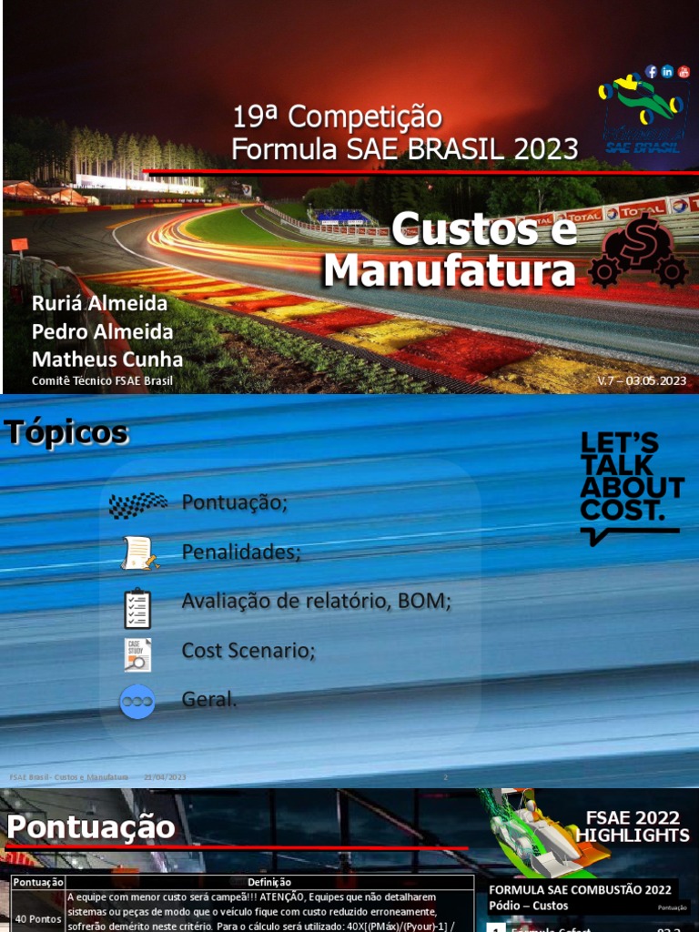 FSAE BRASIL Custos e Manufatura v7 2023 | PDF | Tecnologia e Engenharia