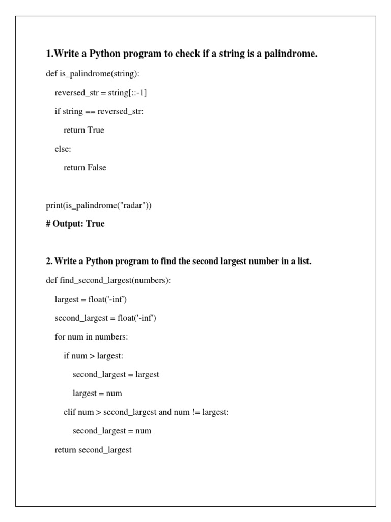 Basic Python Questions | PDF | Mean | Computer Programming Basic Python Questions | PDF | Mean | Computer Programming