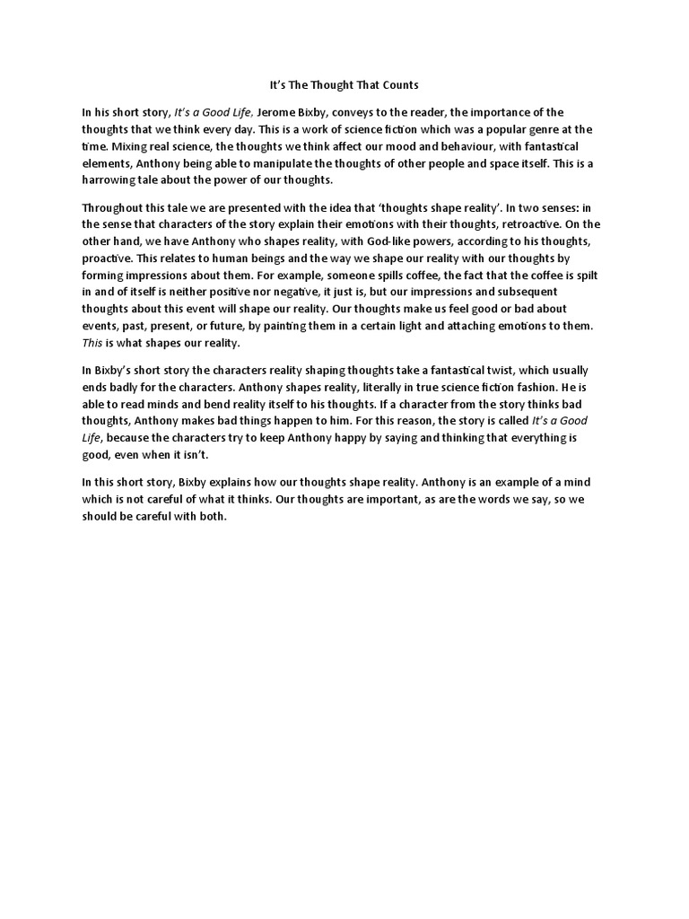 It's The Thought That Counts | PDF